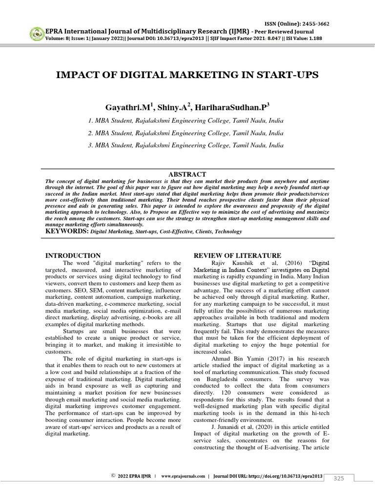 Impact of Digital Marketing in Start-Up | PDF | Digital Marketing | Search Engine Optimization