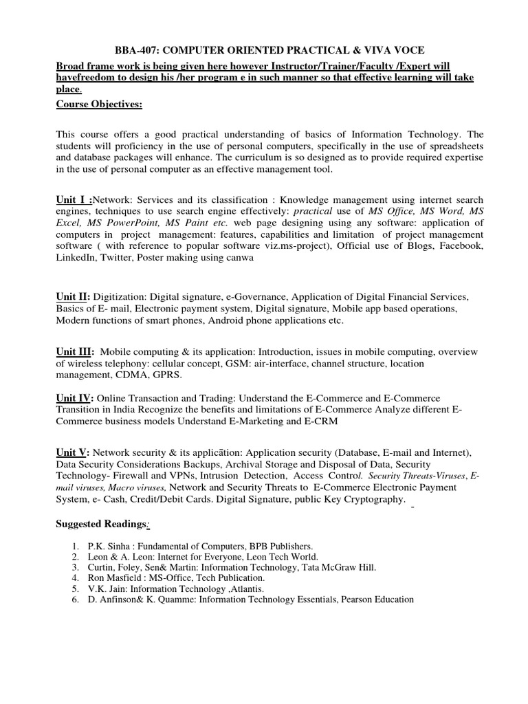 Viva Bba 407 | PDF | Computer Security | Security