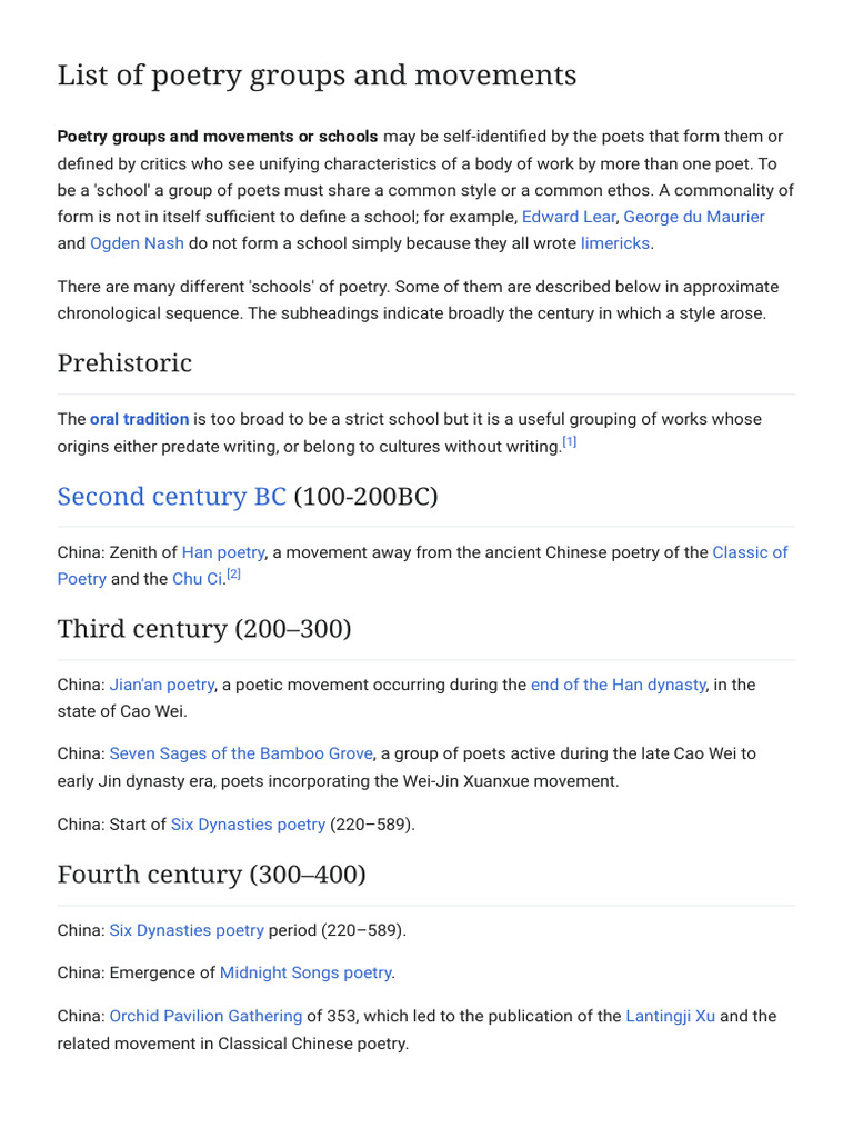 List of Poetry Groups and Movements - Wikipedia | PDF | Symbolism (Arts ...