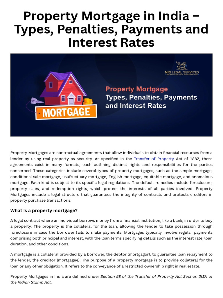 Property Mortgage in India - Types, Penalties, Payments and Interest ...
