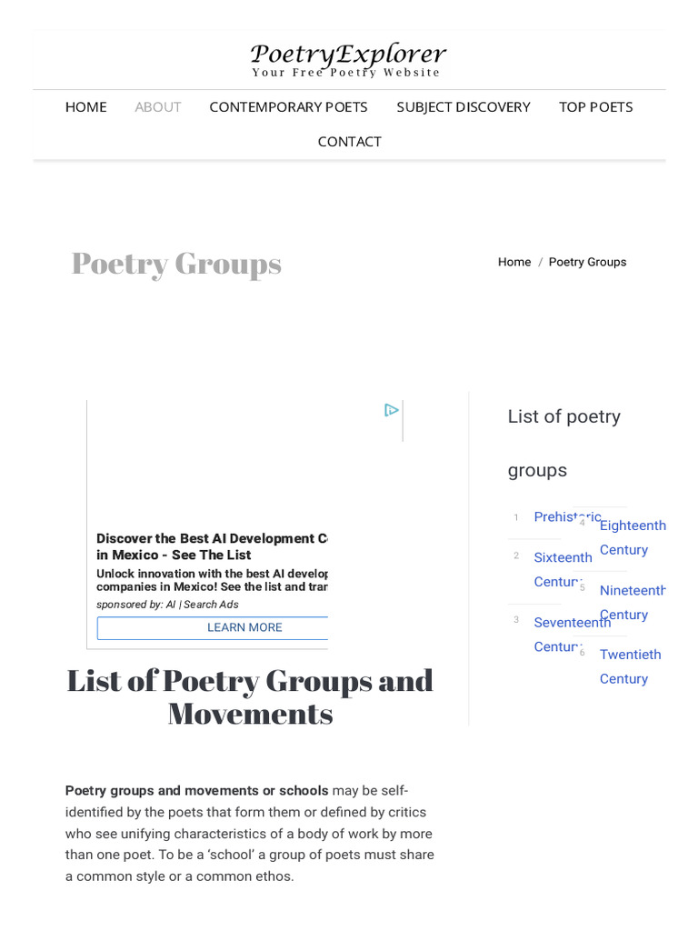 Poetry Groups - Poetry Explorer | PDF | Symbolism (Arts ...