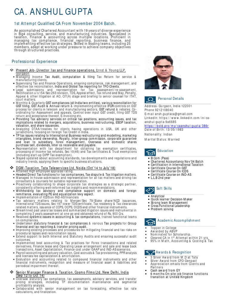 FIN - Resume - Anshul Gupta - CA - 1st Attempt - 2004.. | Download Free ... FIN - Resume - Anshul Gupta - CA - 1st Attempt - 2004.. | Download Free ...