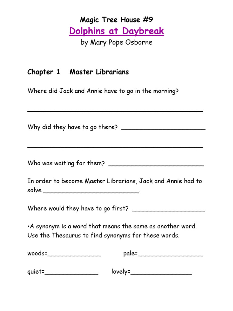 Dolphins at Daybreak: Magic Tree House #9 | PDF