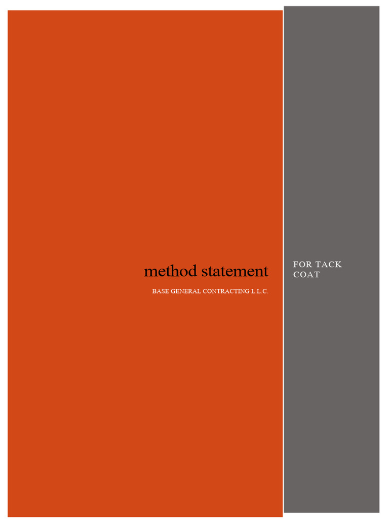 Tack Coat Method Statement for Project 57/2023 | PDF | Occupational ...
