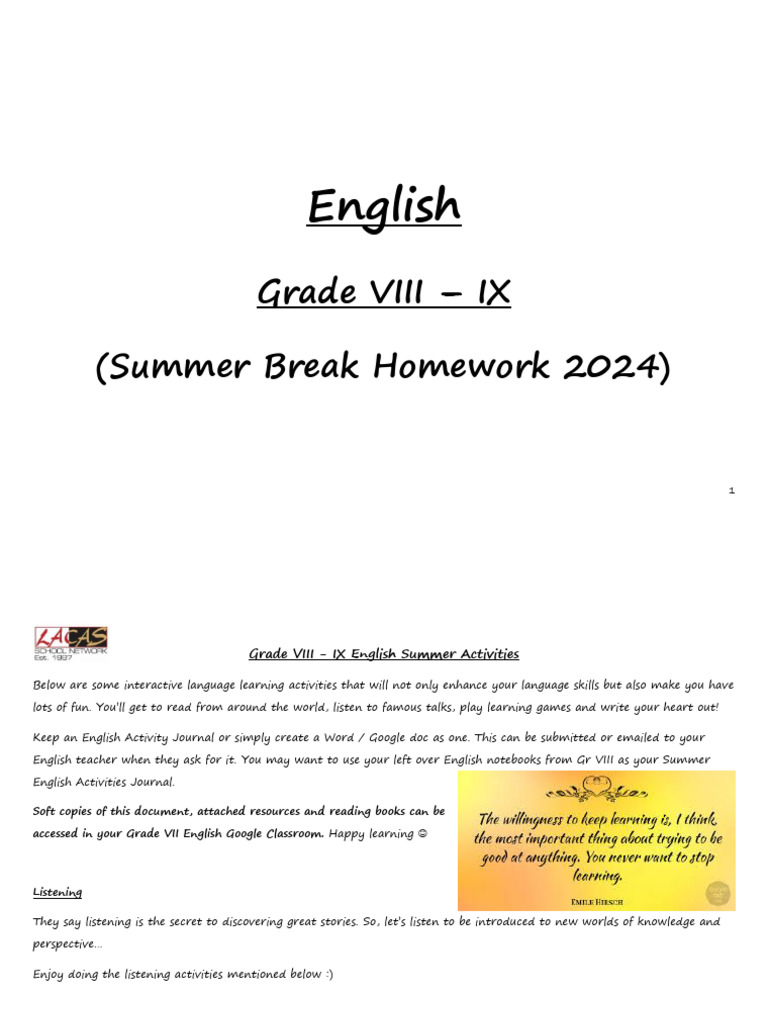 8 Promoted To 9 - Summer HW | PDF | Word Search | Area