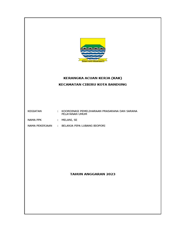 KAK Biopori 2023 | PDF | Bisnis | Pengelolaan Keuangan & Uang