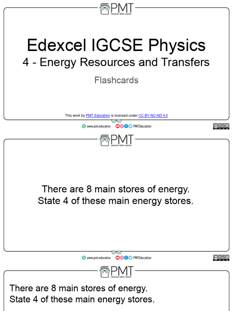 Flashcards - Topic 4 Energy - Edexcel Physics IGCSE | Download Free PDF ...