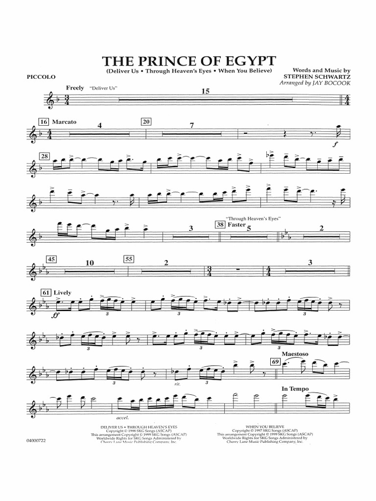 The Prince of Egypt Parts | PDF