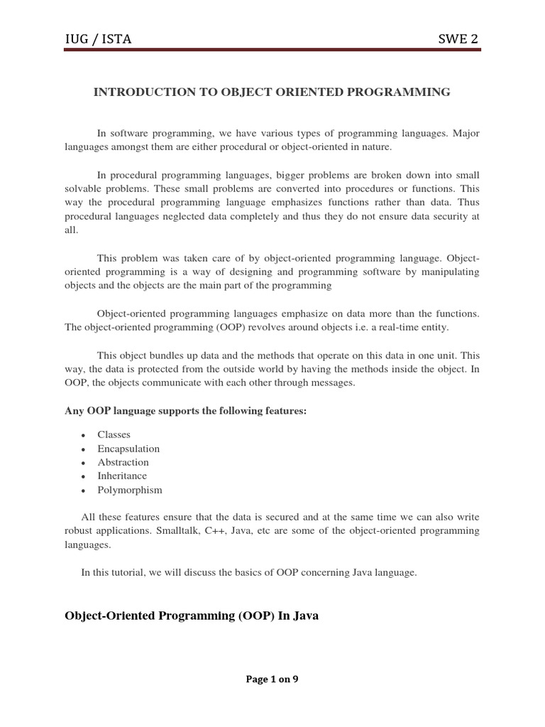Intro To Oop In Java Pdf Inheritance Object Oriented Programming Method Computer 2802