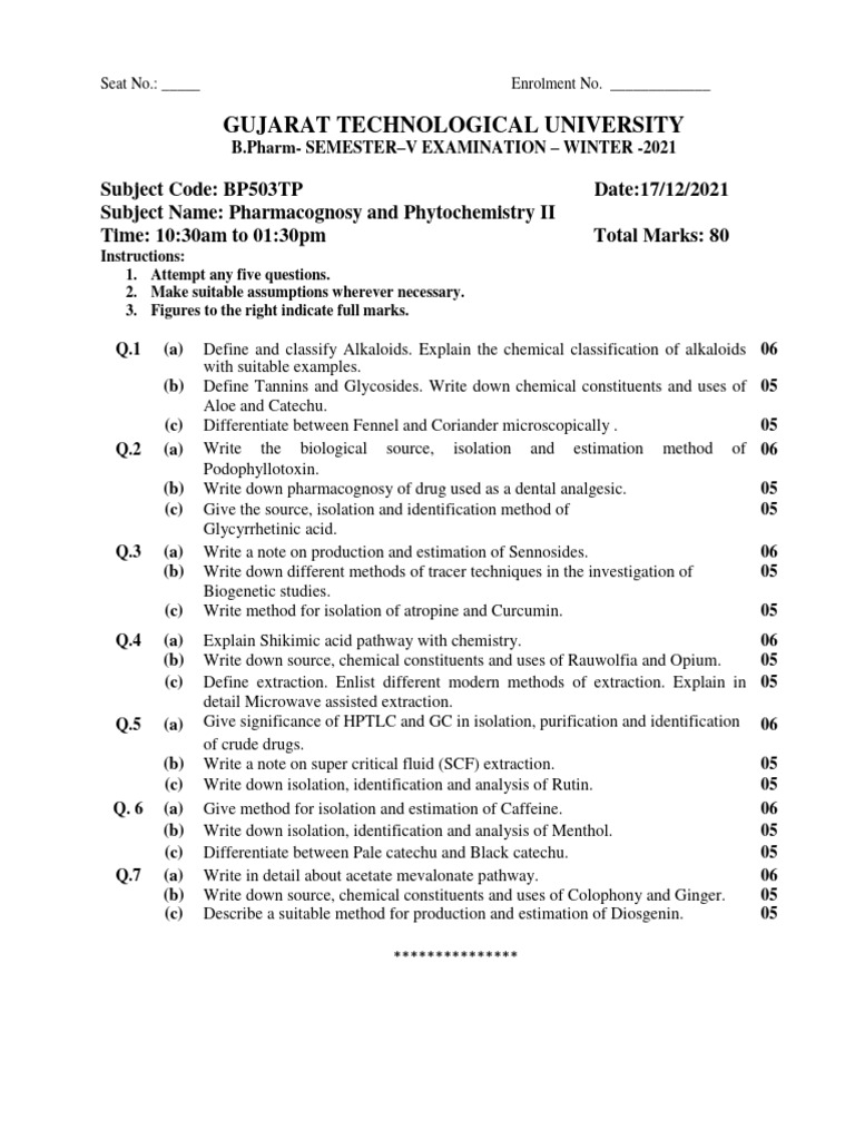 Bp503tp Bpharm Winter 2021 | PDF