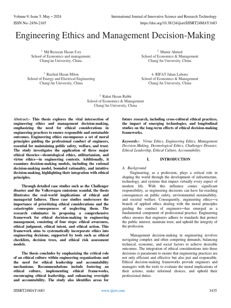 Engineering Ethics and Management Decision-Making | PDF ...