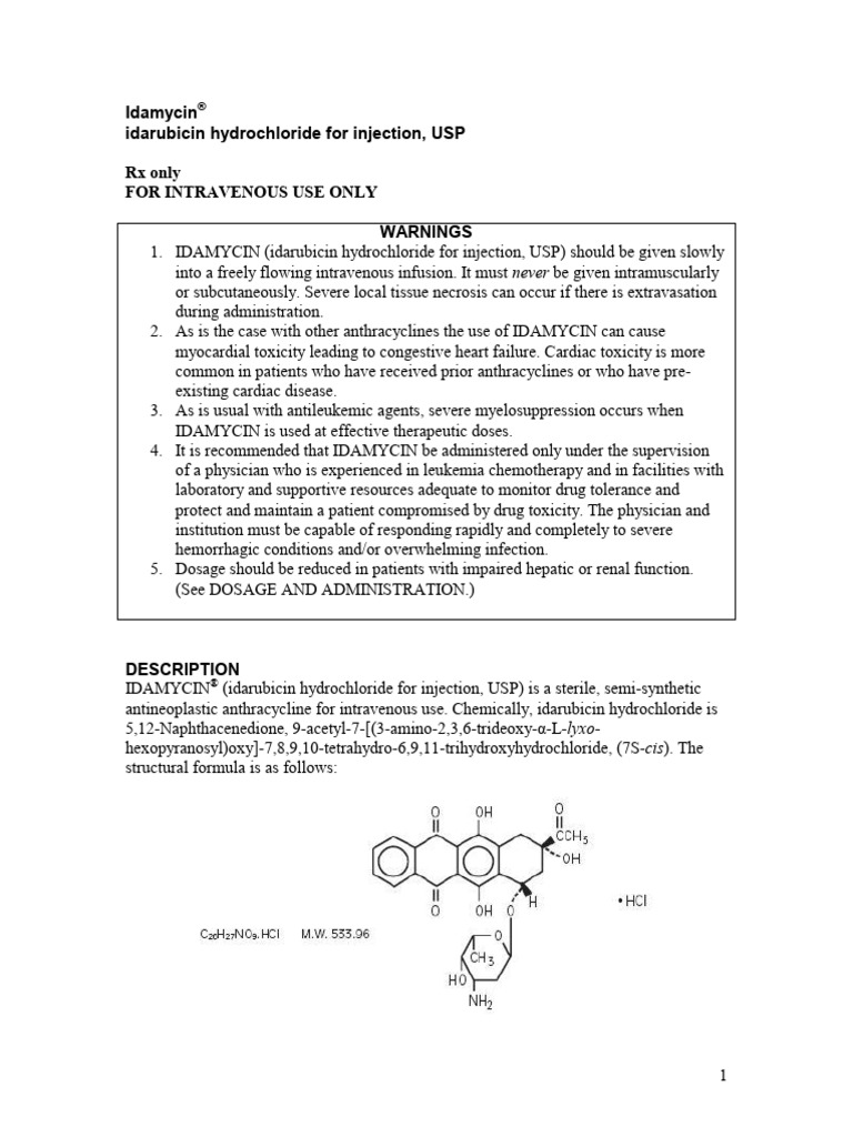 Idamycin PI | PDF | Pharmacokinetics | Medical Specialties