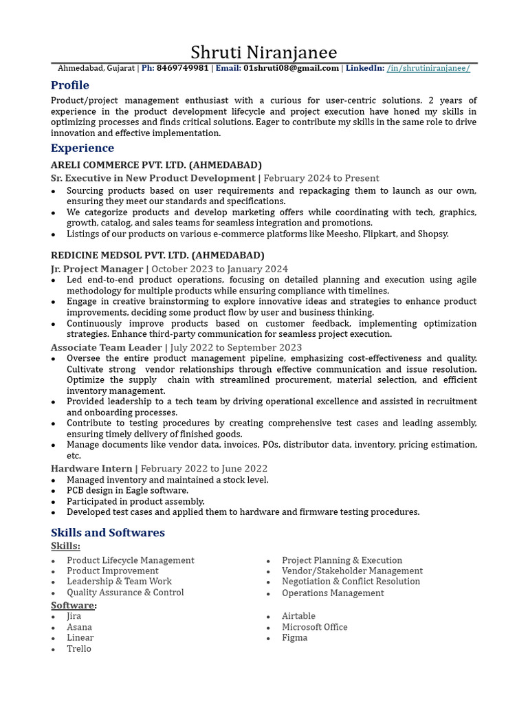 Shruti_Resume | PDF | Business Economics | Business Process