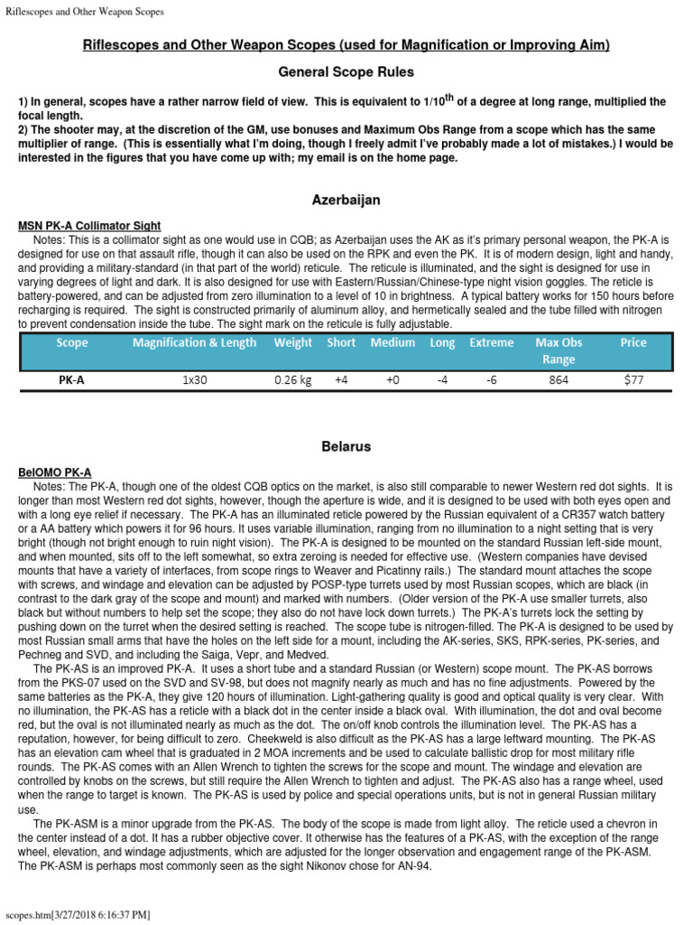 Twilight 2000 - Scopes | PDF | Telescopic Sight | Firearms