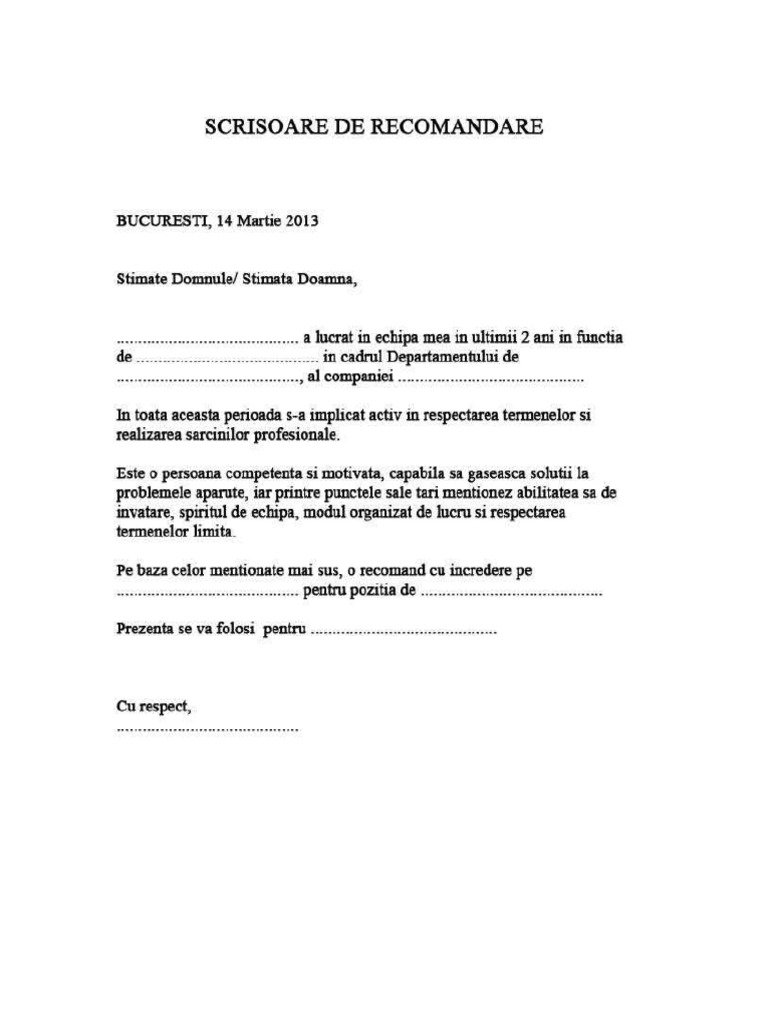 Scrisoare de Recomandare 1 | PDF