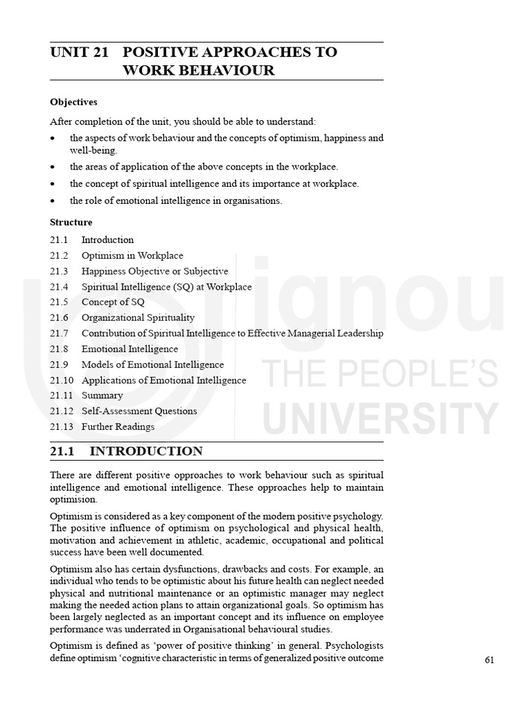 Unit 21 | PDF | Optimism | Emotional Intelligence