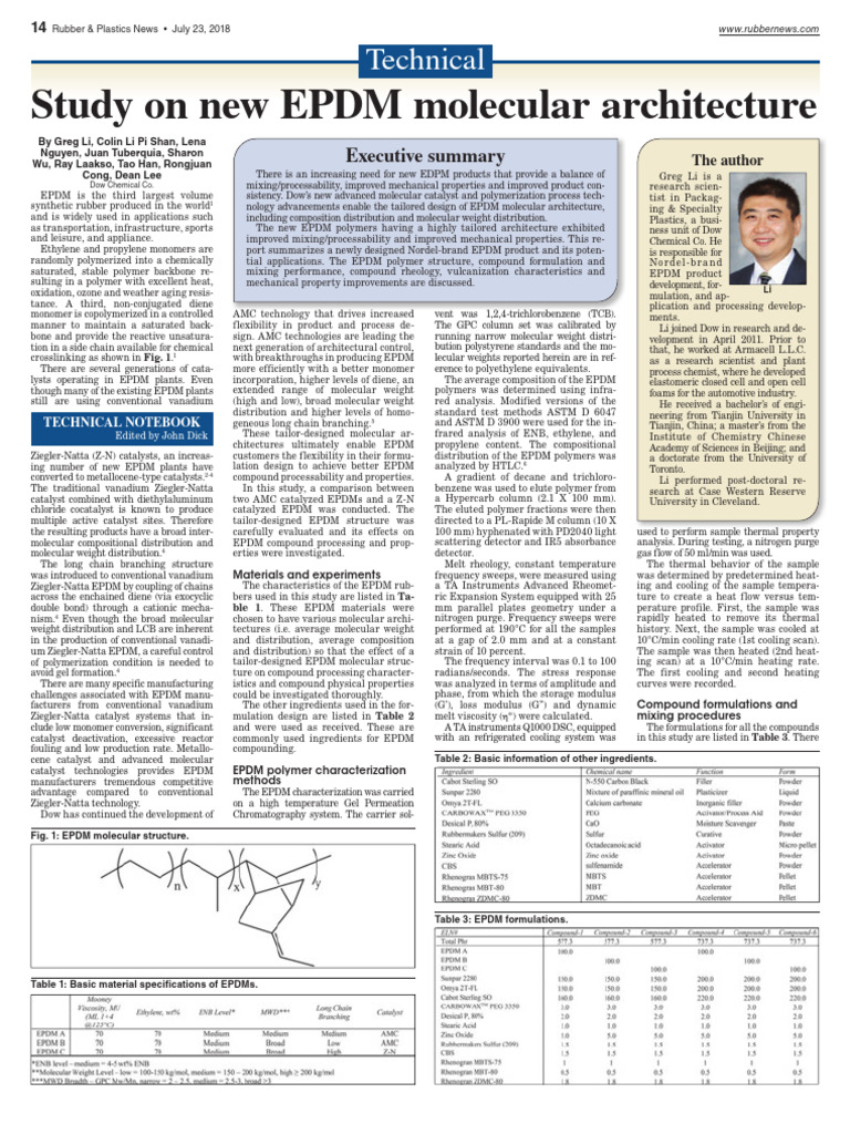 EPDM Molecular Architecture Study | PDF | Polymers | Materials
