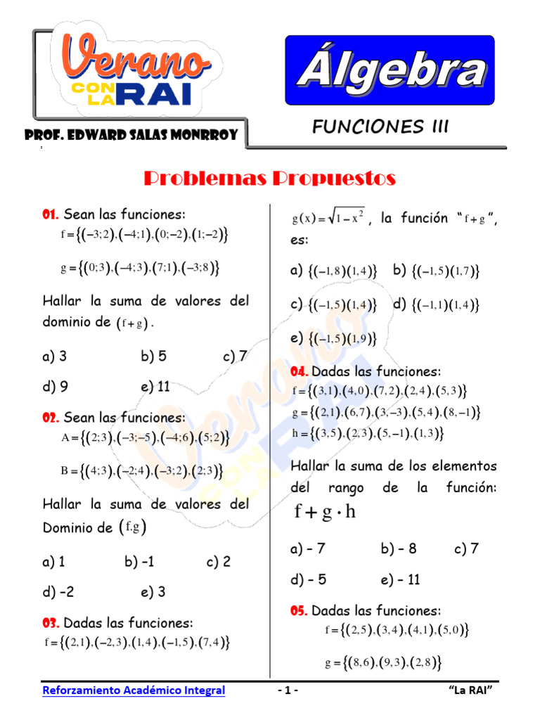 Algebra de Funciones | PDF | Métodos y materiales de enseñanza