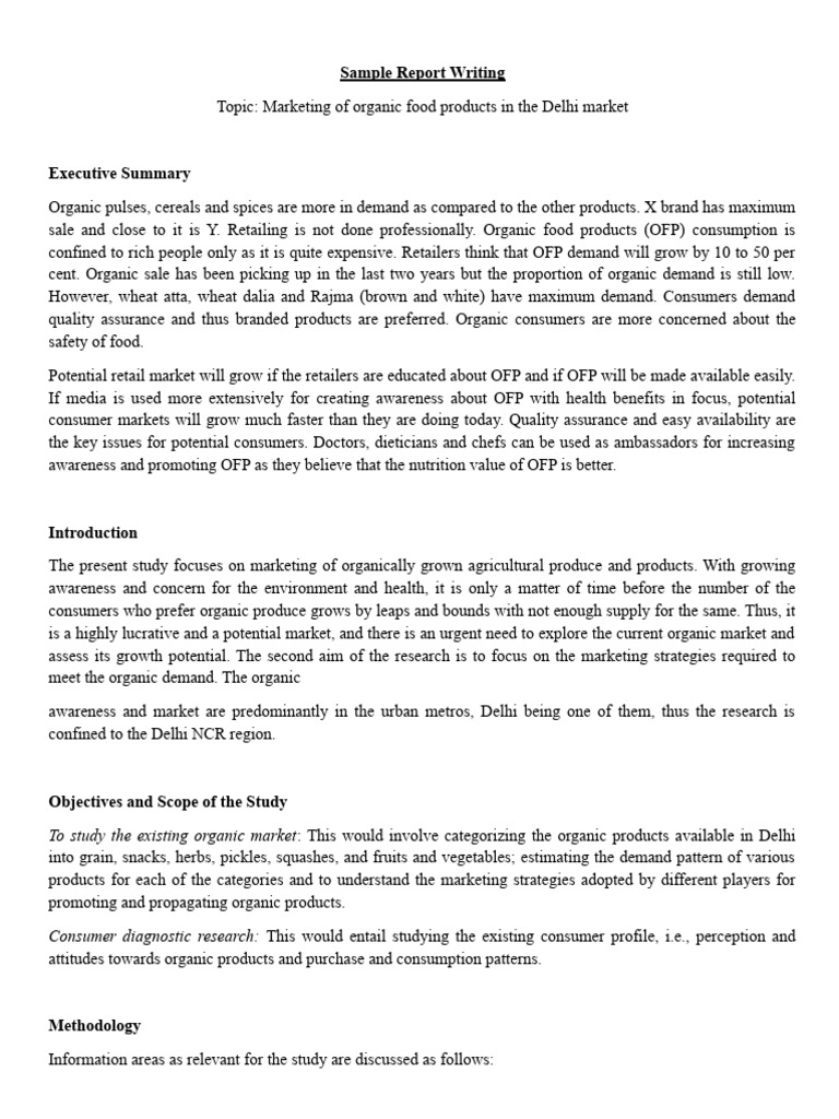 Sample Report Writing | PDF | Retail | Questionnaire