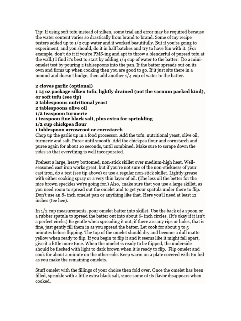 Tofu Omelette 2 | PDF | Tofu | Cooking