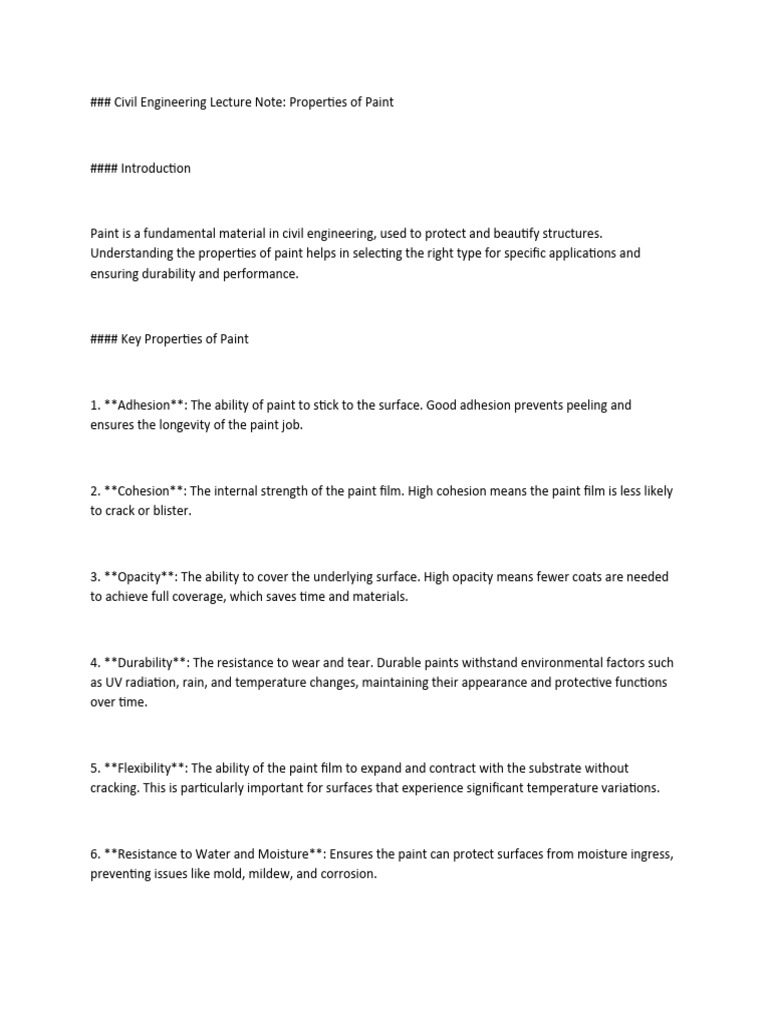 Civil Engineering Paint Note | PDF | Paint | Volatile Organic Compound