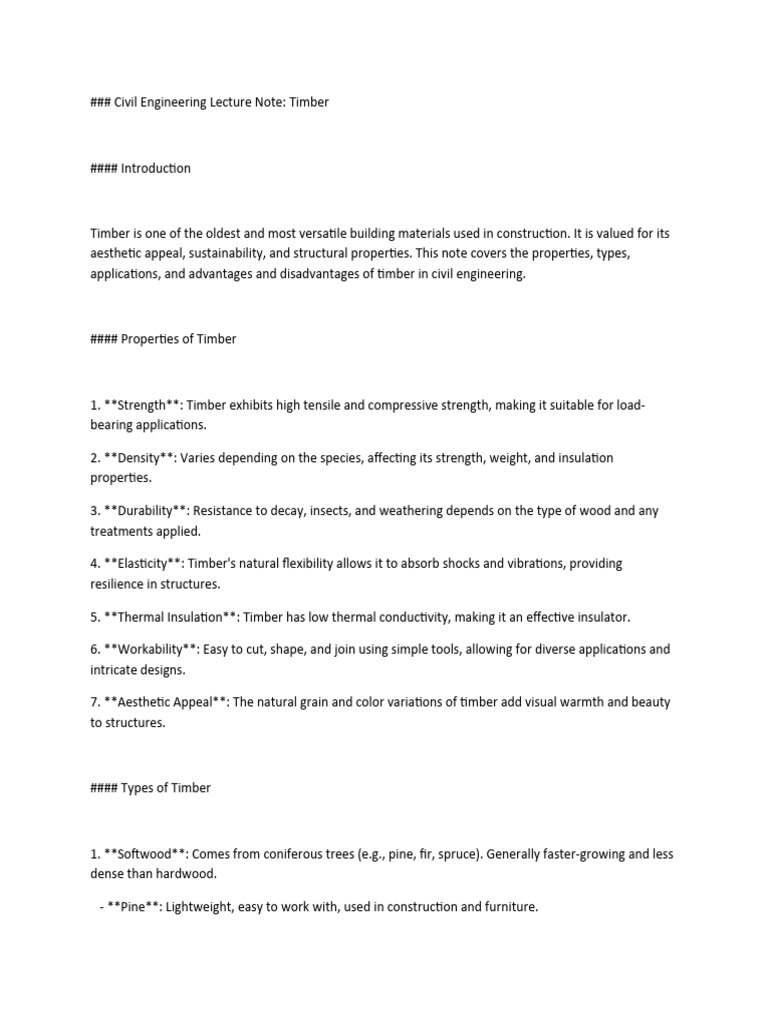 Civil Engineering Timber | PDF | Lumber | Wood