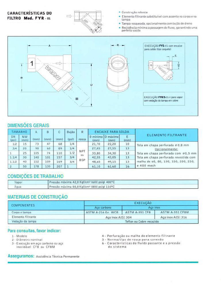 Filtro Tipo Y Mod. FYR-01 | PDF