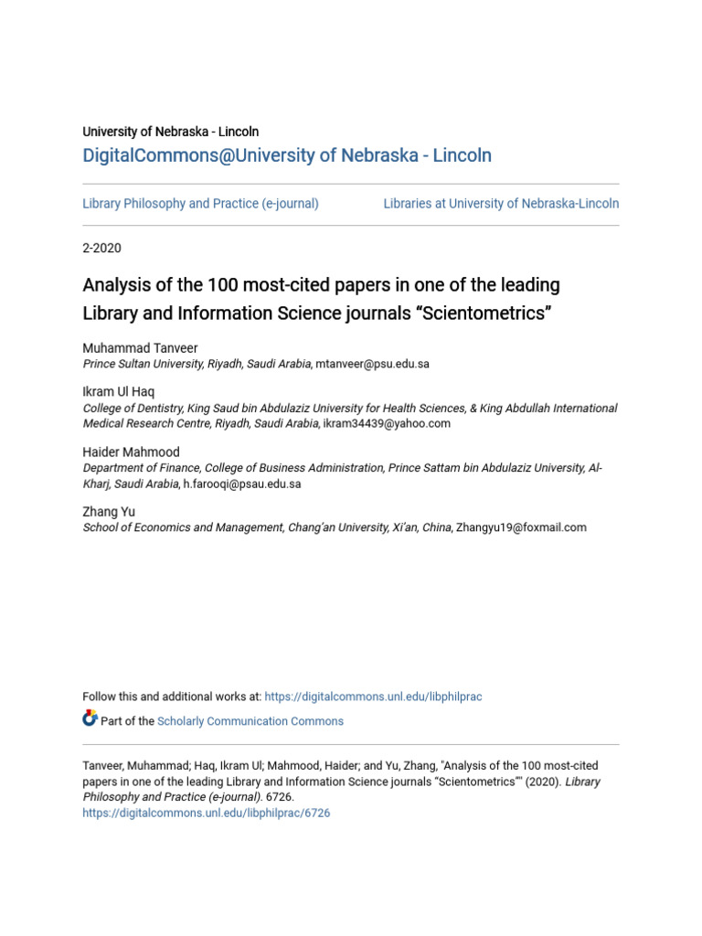 Analysis of The 100 Most Cited Papers | PDF | Comma Separated Values ...