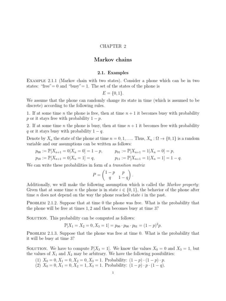 Markov Chains - Processos Estocásticos | PDF | Markov Chain | Matrix (Mathematics)