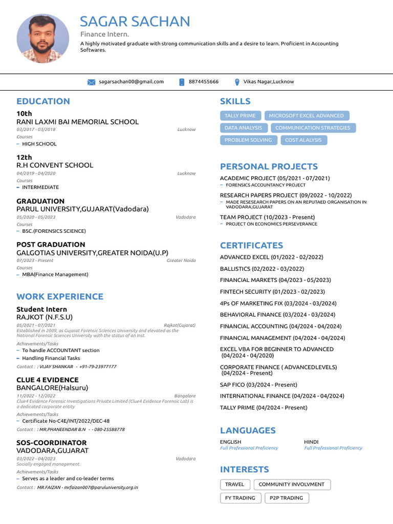 SAGAR's Resume | PDF | Gujarat | Business