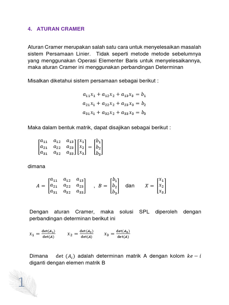 Aturan Cramer - SPL Homogen | PDF