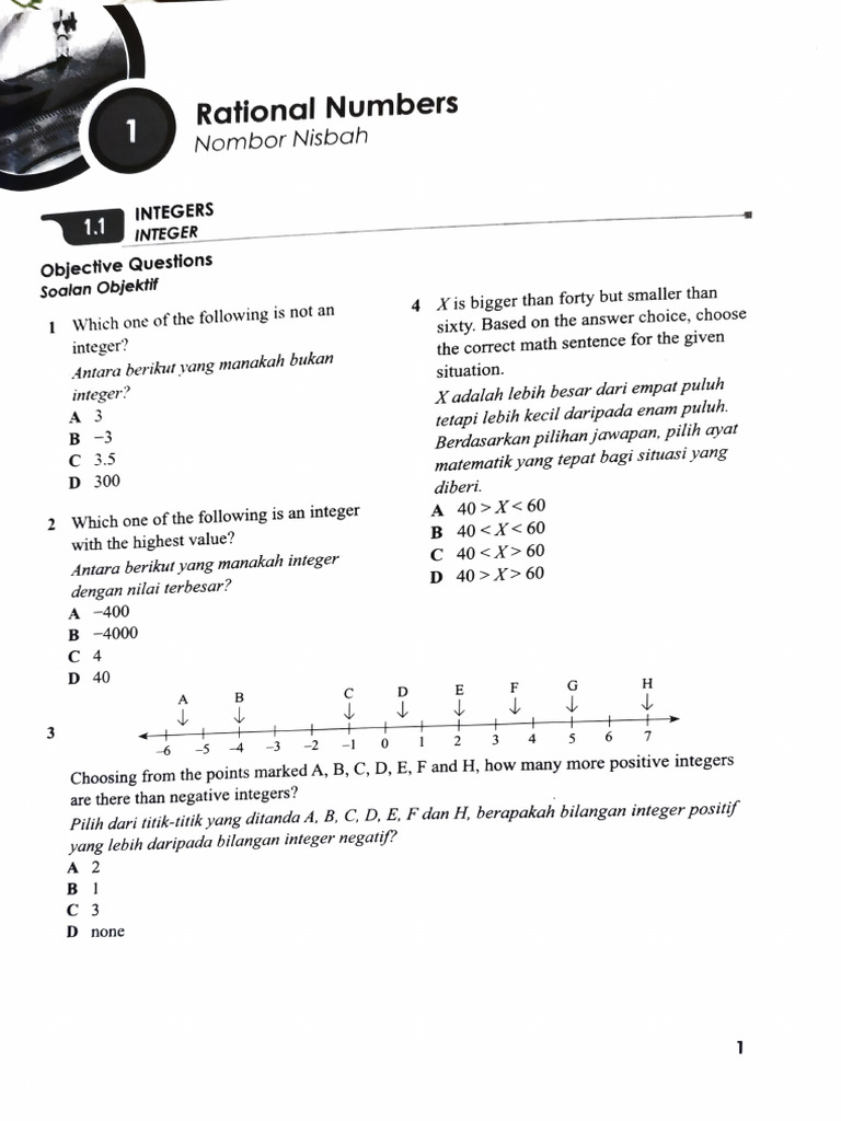 Form 1 Math Chapter 1 | PDF