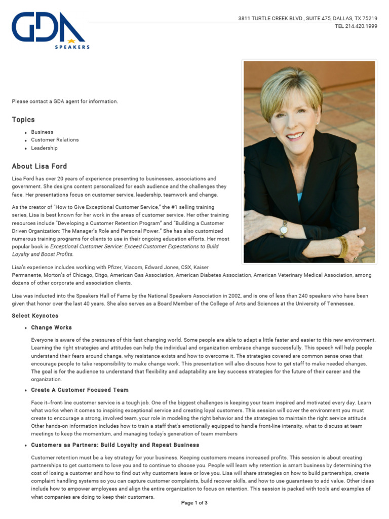 PDF Speaker Lisa Ford | Download Free PDF | Employee Retention | Leadership