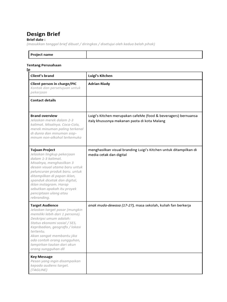 Design Brief Template | PDF