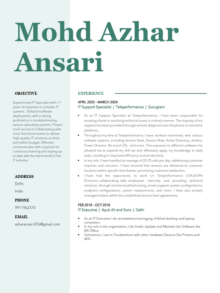 Azhar Resume 2024 | PDF | Application Software | Desktop Computer