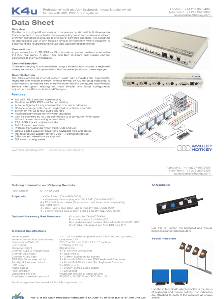 K4u Datasheet v4.0 05-11-08 | PDF | Usb | Computer Keyboard