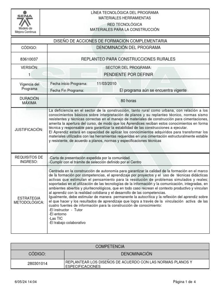 Informe Programa de Formación Complementaria | PDF | Herramientas | Geometría
