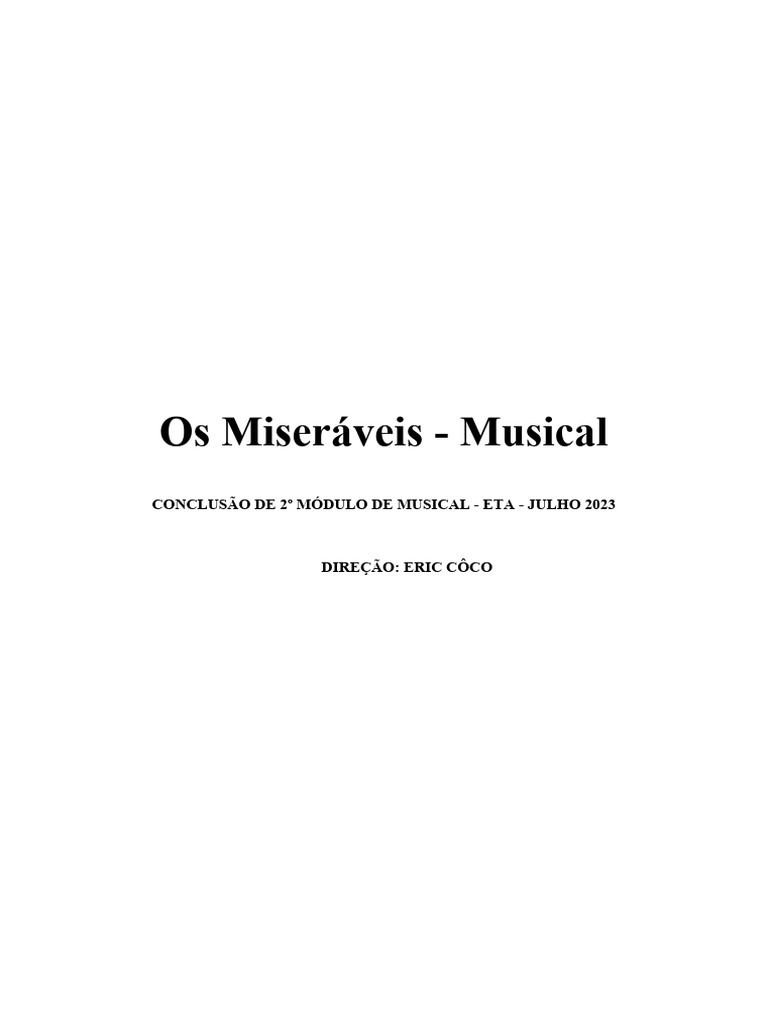 Musical "Os Miseráveis": Conclusão do Módulo | PDF | Cosette