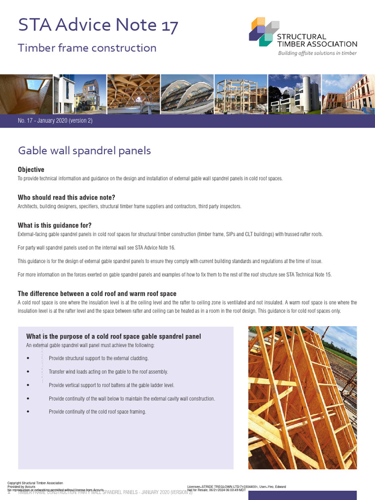 STA - Timber Frame Construction - Gable Wall Spandrel Panels | PDF | Framing (Construction) | Truss