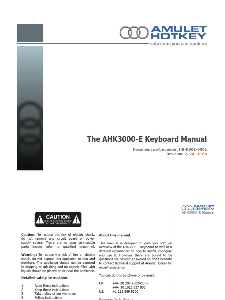 AHK3000E User Manual v2 20-10-08 | PDF | Computer Keyboard | Personal ...