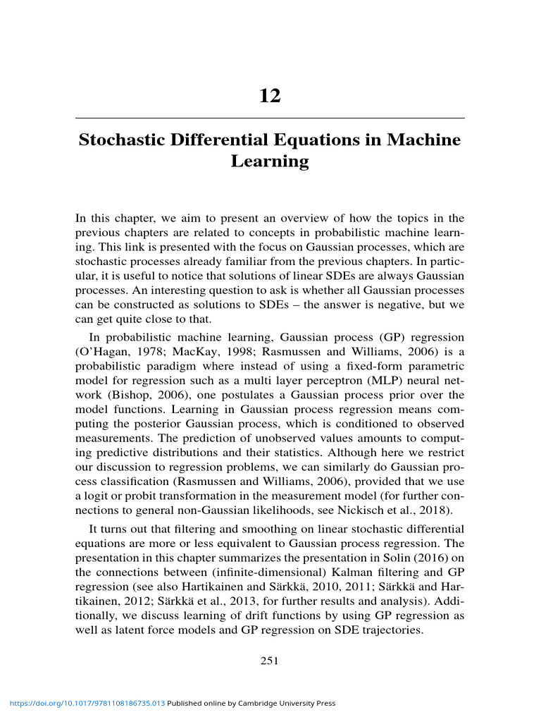 Stochastic Differential Equations in Machine Learning | PDF ...