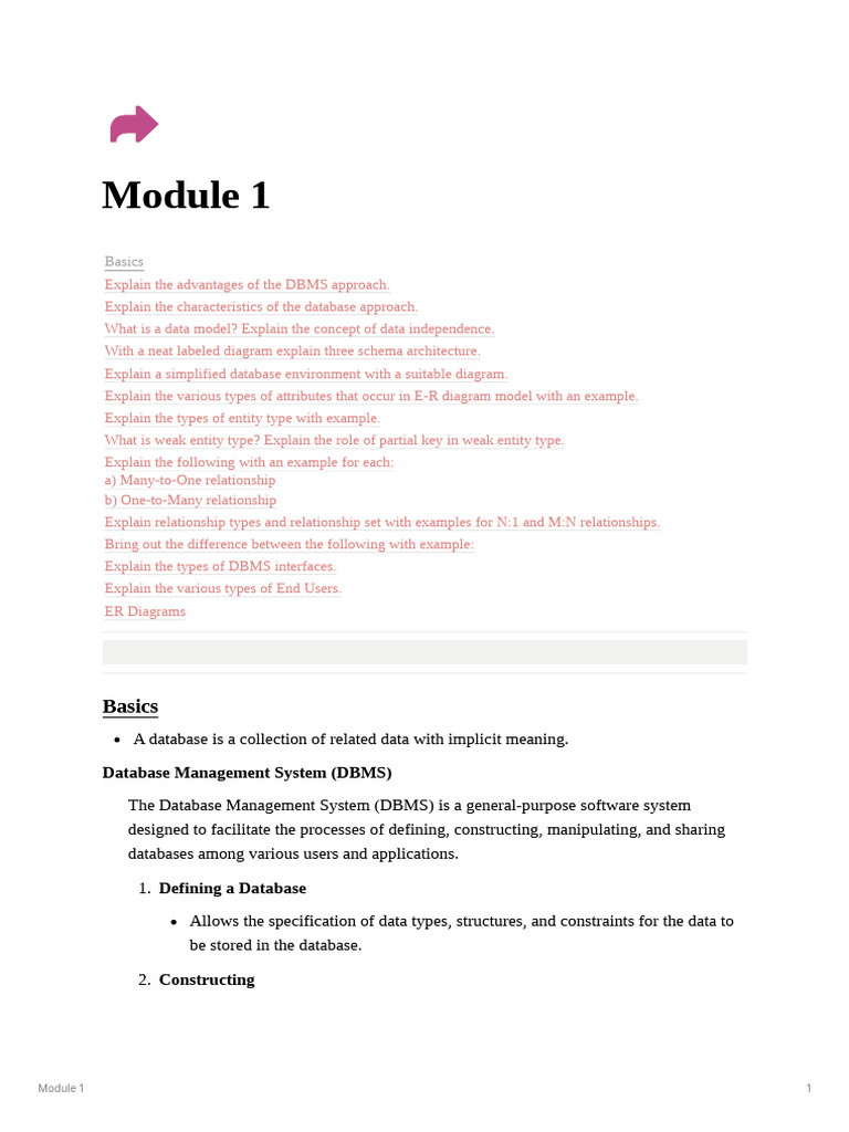 Module 1 Pdf Databases Data Model 