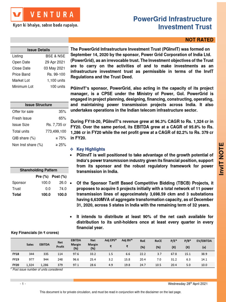 PowerGrid InvIT Note | PDF | Forecasting | Investing
