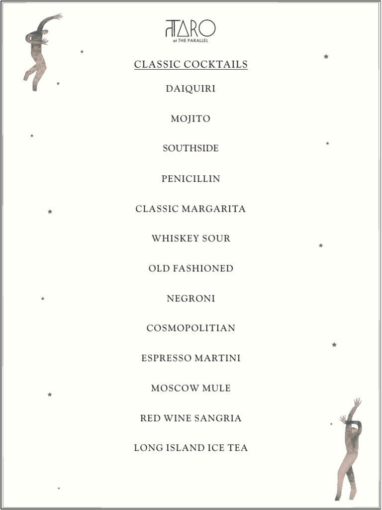 Classic Cocktail Menu | PDF