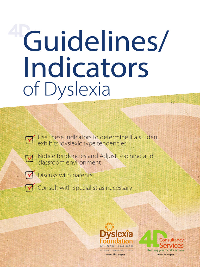 Guidelines-Indicators of Dyslexia | PDF | Dyslexia | Word