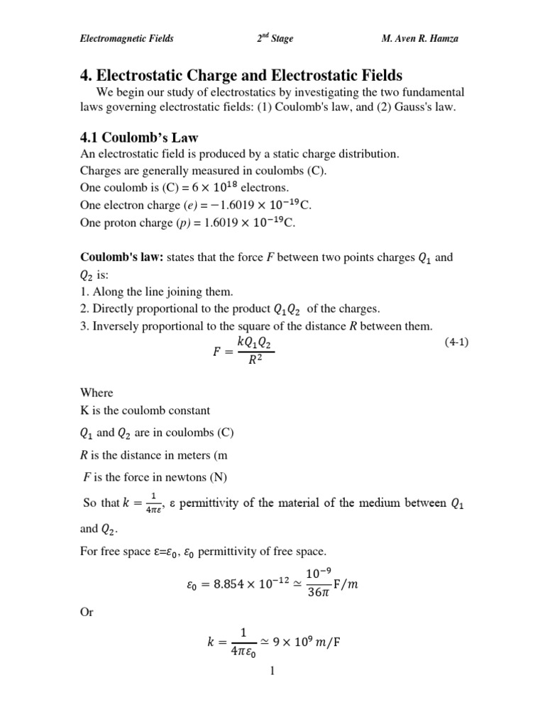 Chapter 4 Charge & Electric Fields | PDF | Flux | Divergence