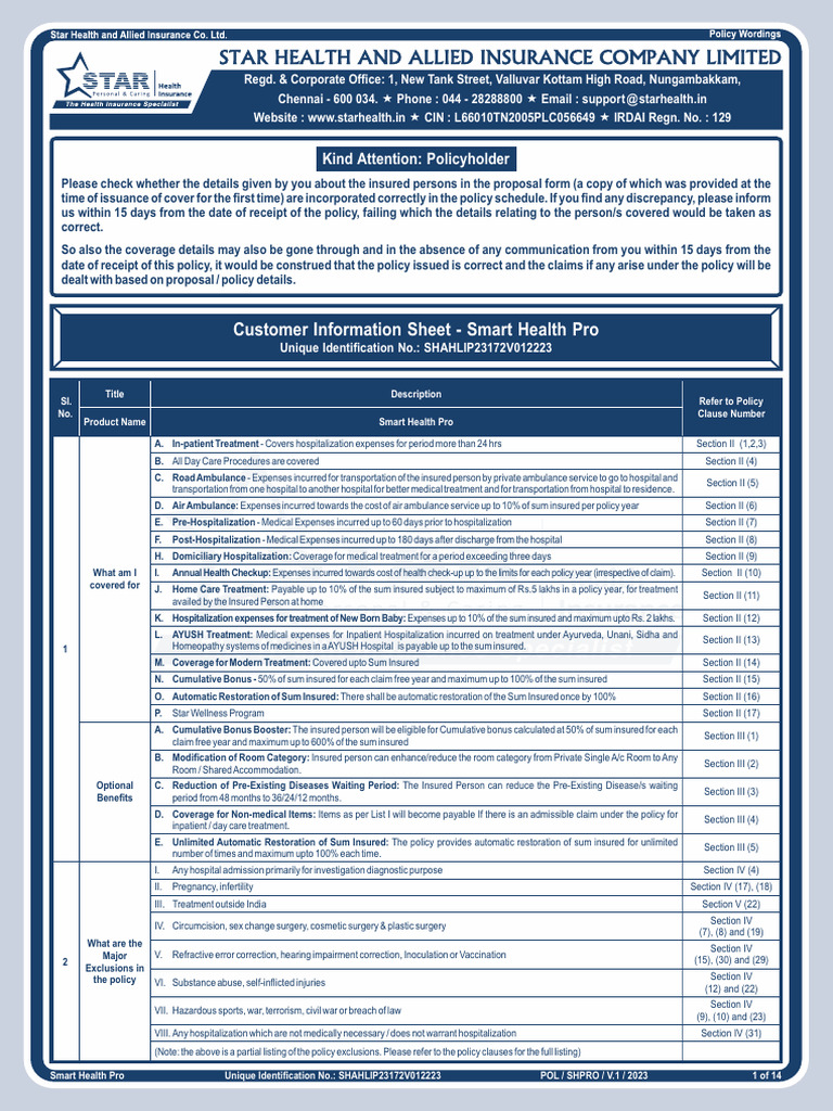 Policy Smart Health Pro V 1 Web 7b2ee6d4be | PDF | Intensive Care Unit ...
