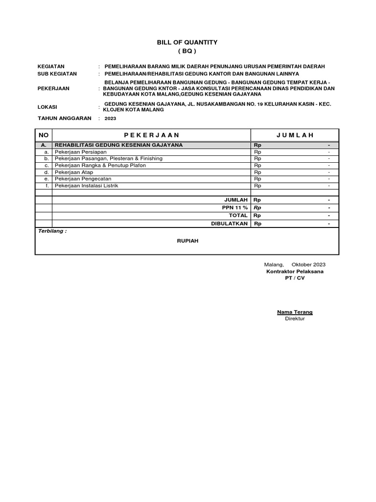 BQ GD Gajayana 24102023 | PDF