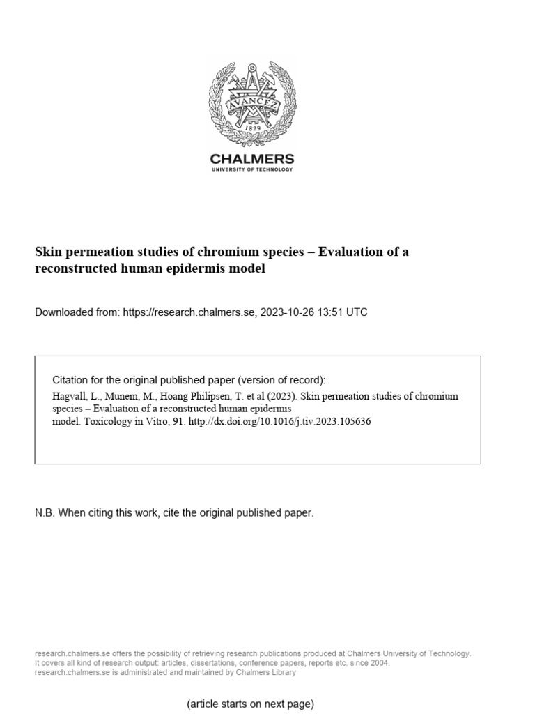 Skin Permeation Studies of Chromium Species - Evaluation of A | PDF ...