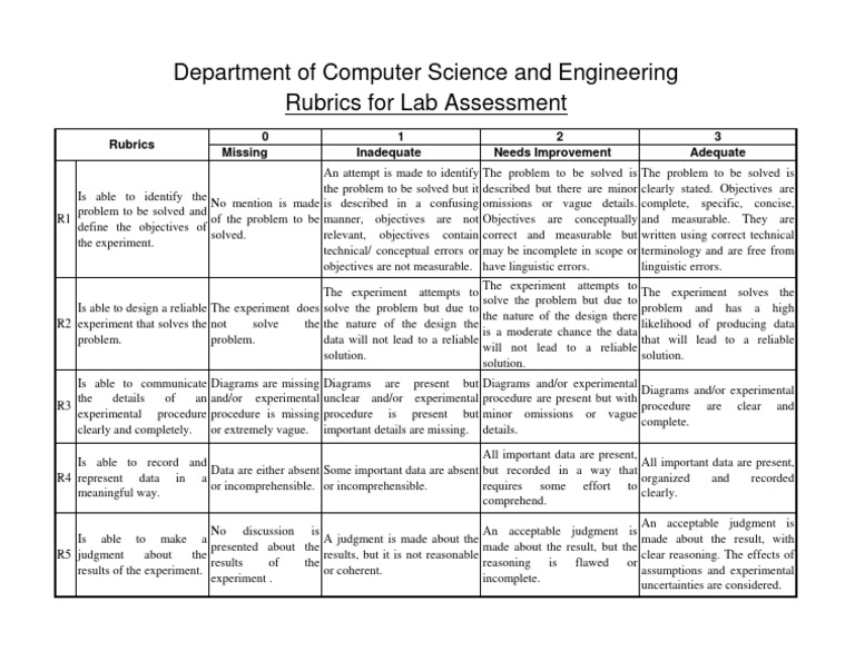 Lab Rubrics | Download Free PDF | Experiment | Data